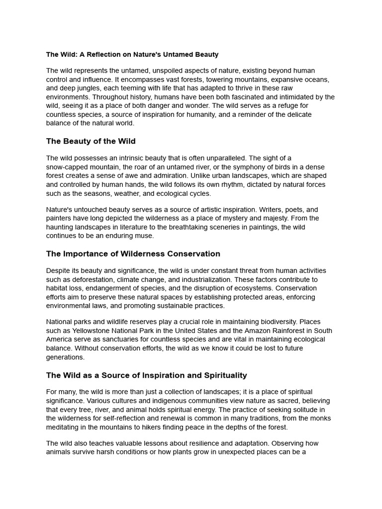 The Wild - A Reflection On Nature's Untamed Beauty | PDF | Nature ...