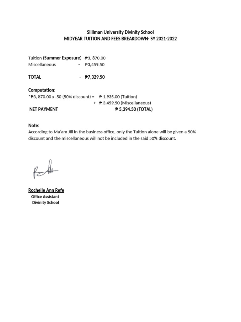 Tuition and Fees Breakdown 1 | PDF