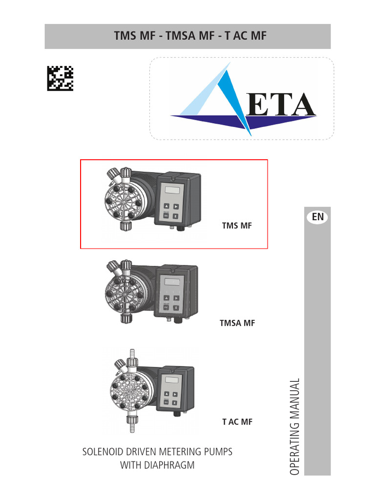 TMS MF Metering Pump Operating Manual | PDF | Pump