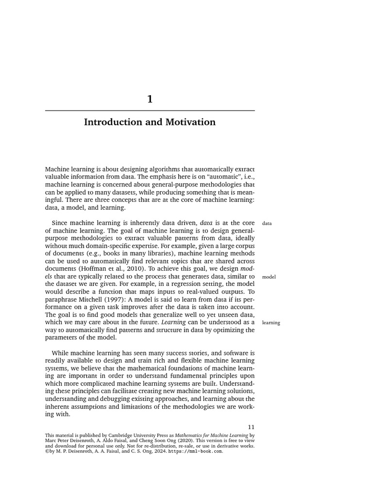 mml-book (ch1) | PDF | Machine Learning | Matrix (Mathematics)