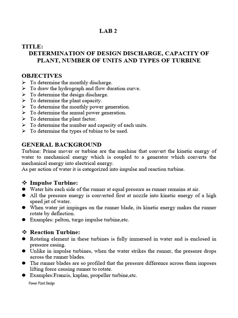 PPD LAB 2,3 and 4 | PDF | Turbine | Electric Generator
