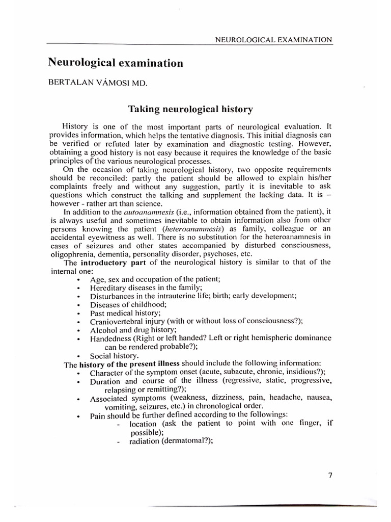 01 Neurological Examination | PDF
