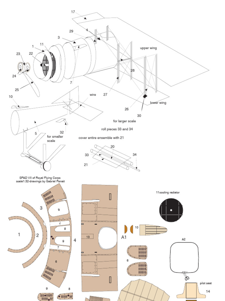 (Paper Model) (Airplane) (Digital Card Models) Spad 7 RFC (1-32) | PDF
