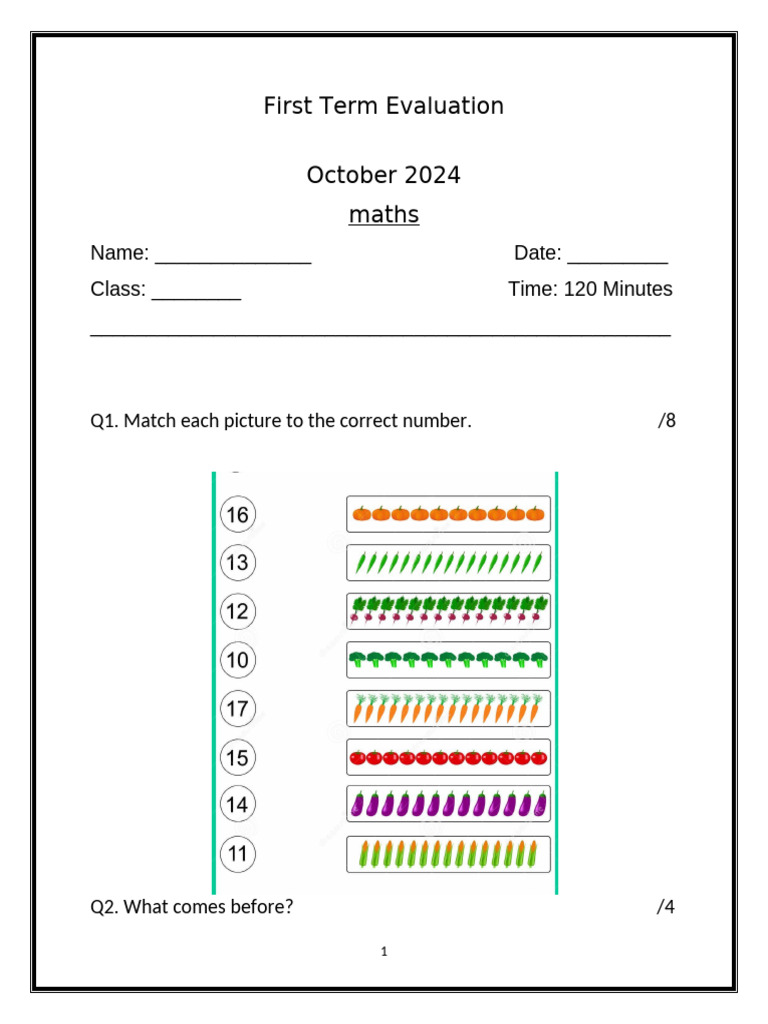 Maths First Term Evaluation | PDF