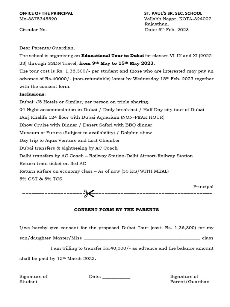 Tour Notice - 2023 - Dubai | PDF