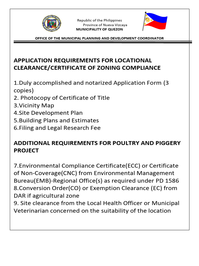 Application Requirements For Locational Clearance | PDF