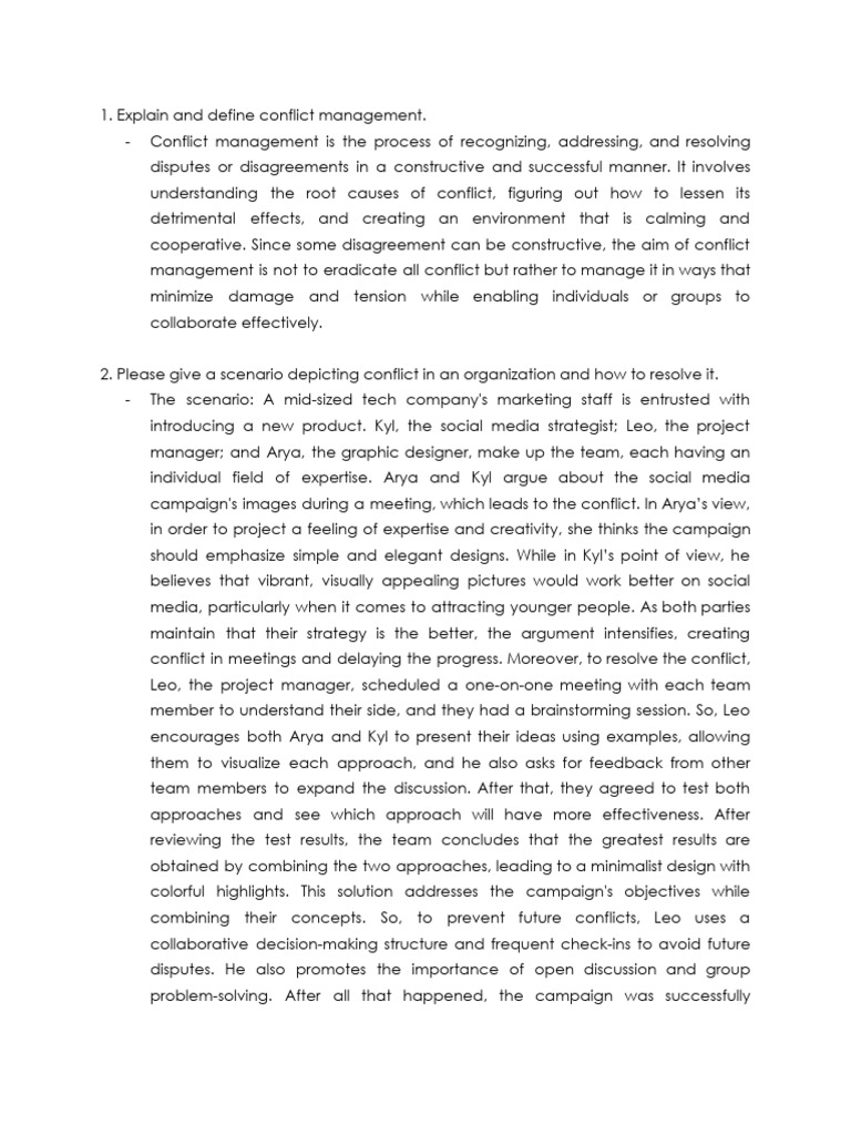 Conflict Management | PDF | Conflict Resolution | Behavioural Sciences