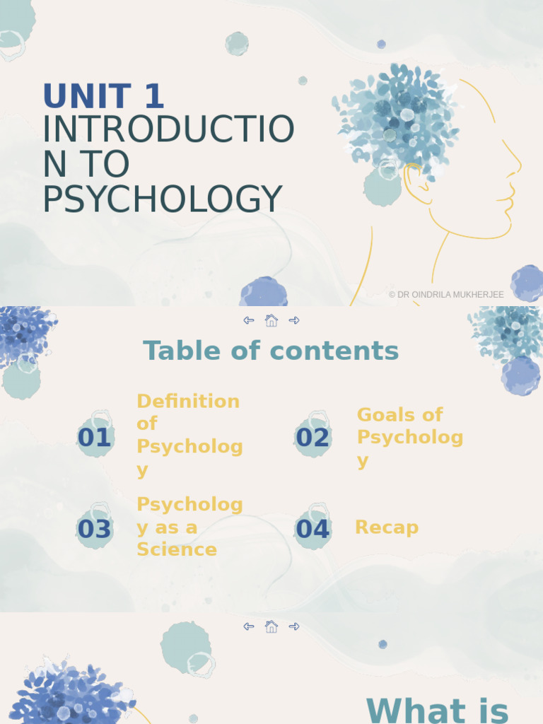 Unit 1 Introduction to Psychology | PDF | Psychology | Psychoanalysis