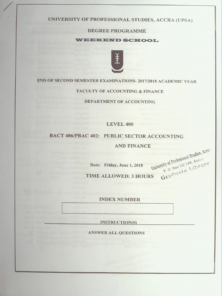 Bact 406-Pbac 402 Public Sector Accounting and Finance-Wkd | PDF