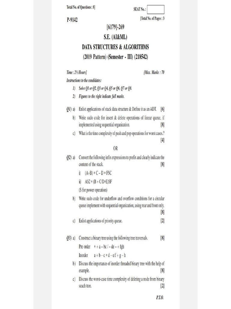 DSA Endsem Paper 3 | PDF