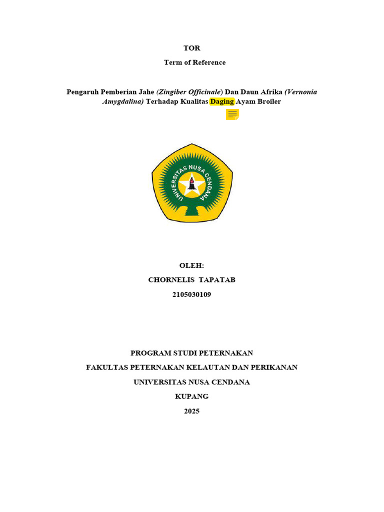 TOR Chornelis Tapatab revisi | PDF