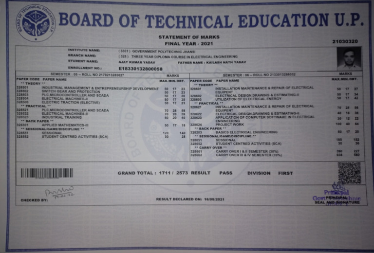 Ajay Marksheet | PDF