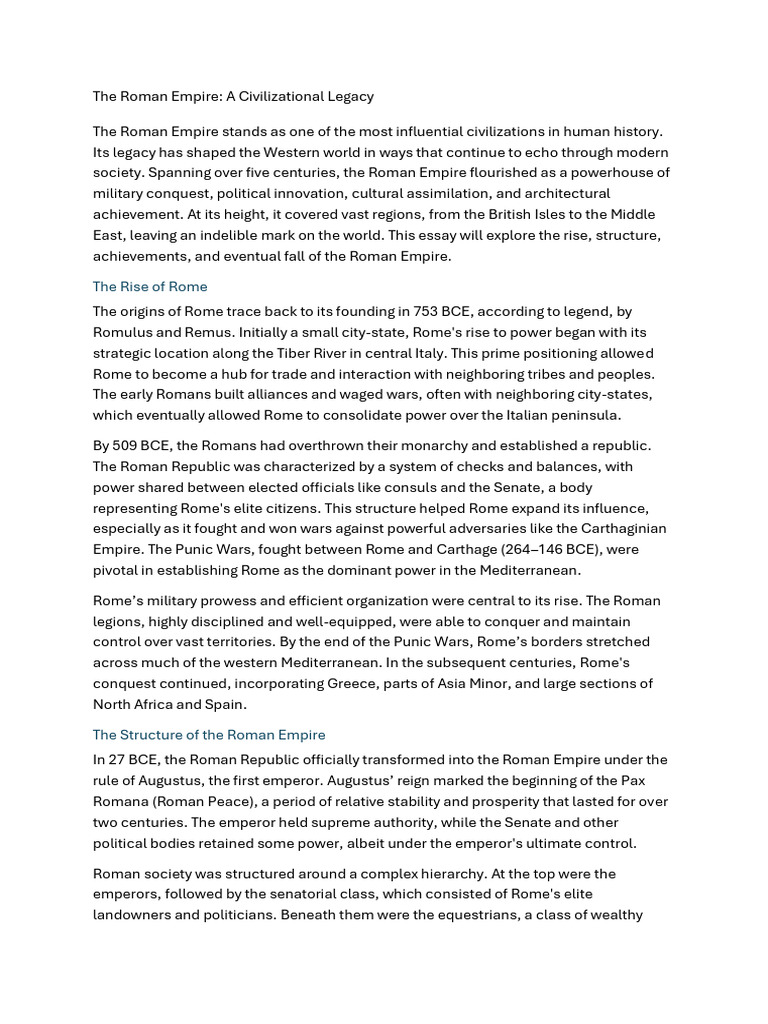 Legacy of the Roman Empire Explained | PDF | Ancient Rome | Roman Empire