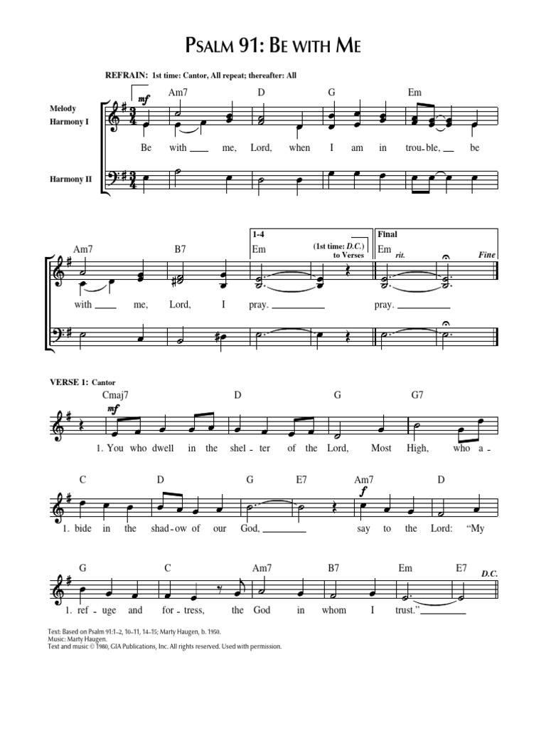 Psalm 91 Be With Me - Haugen CANTOR | PDF | Books Of The Hebrew Bible ...