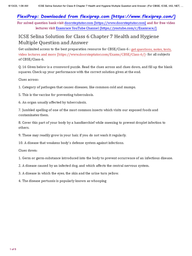 ICSE-Solutions-For-Class-6-Biology-Chapter-7-Health-And-Hygiene-Part-4 ...