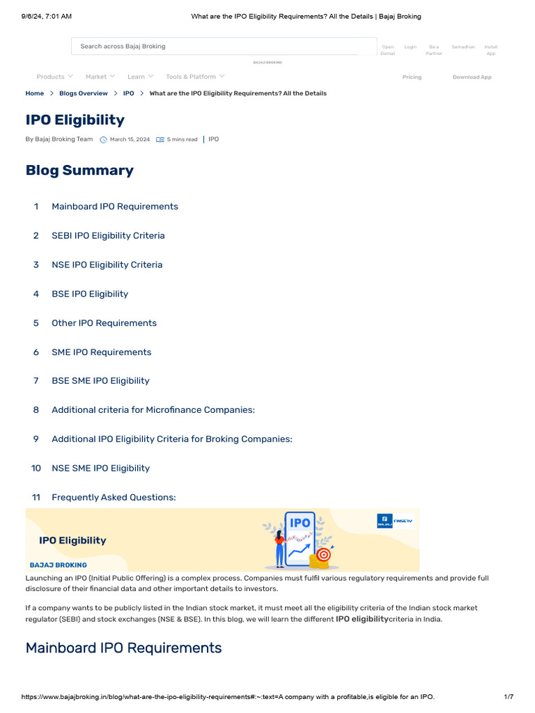 Mainboard IPO Eligibility Criteria Explained | PDF | Initial Public ...