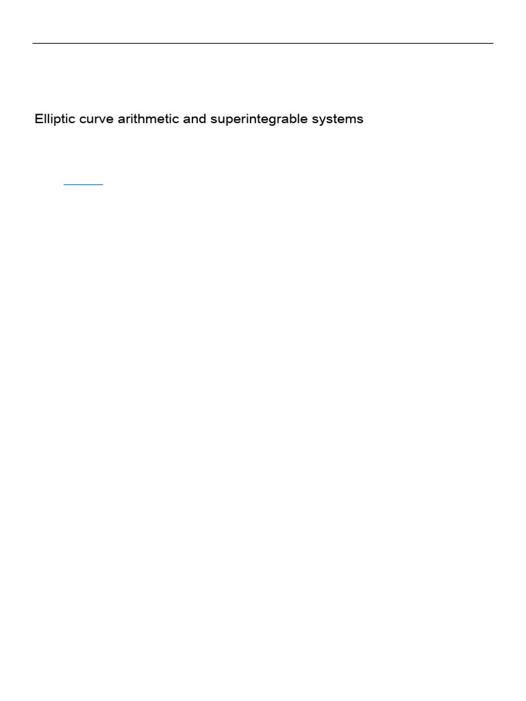 Elliptic Curve Arithmetic in Superintegrable Systems | PDF | Coordinate ...