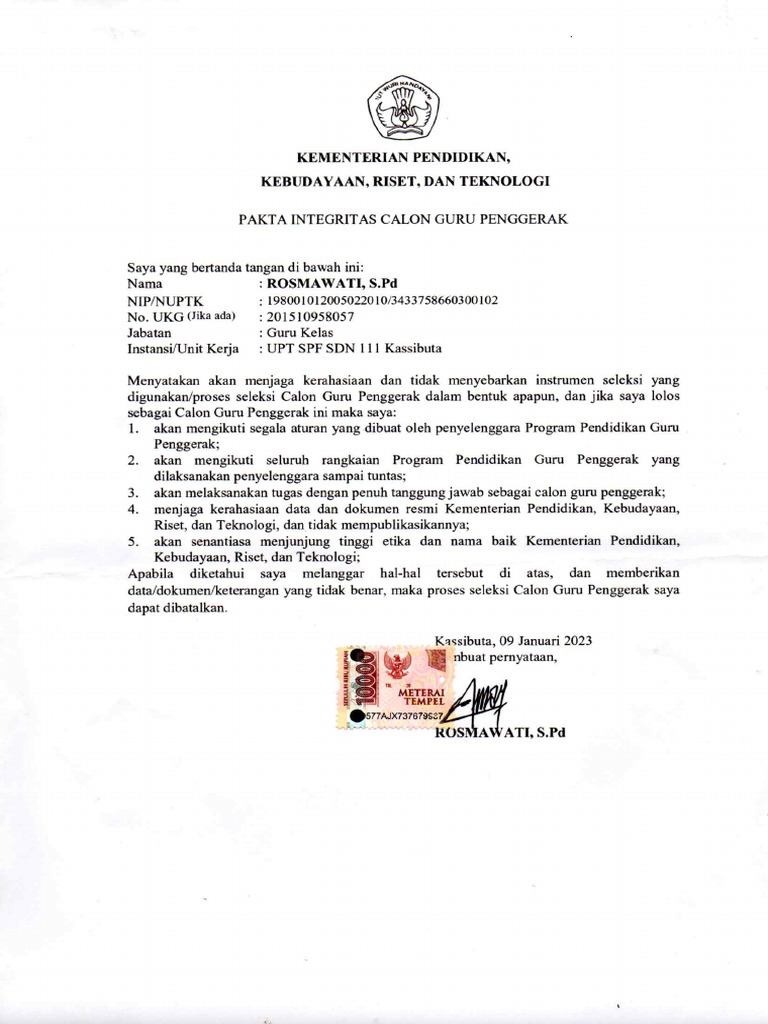 Fakta Integritas Rosmawati | PDF