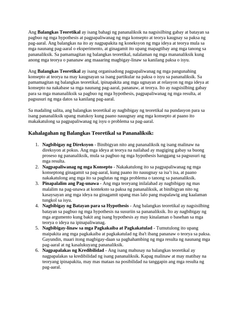 Balangkas Teoretical | PDF