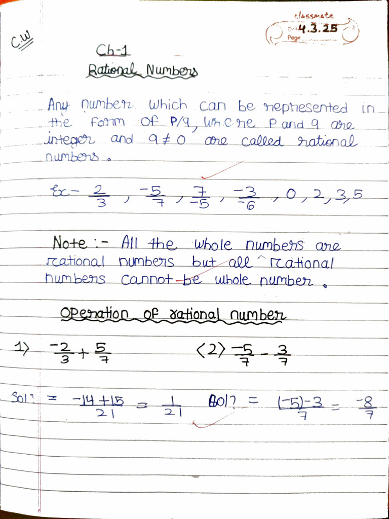 Rational Numbers Ch1 Maths | PDF