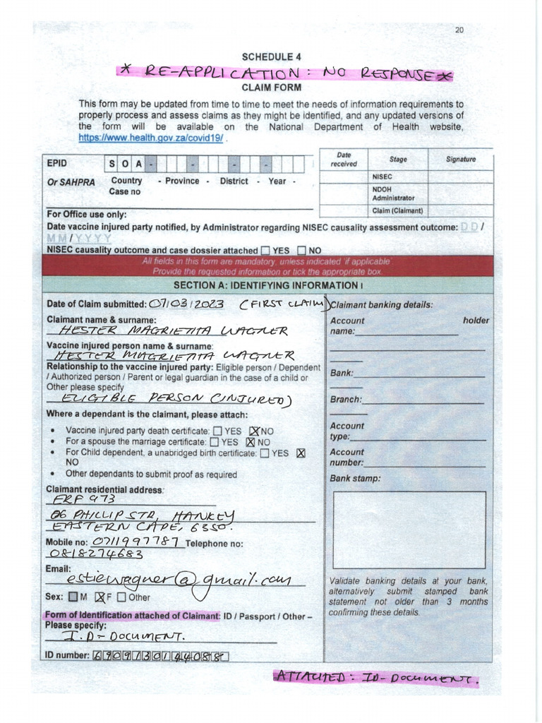 Sa Vaccine Injury Form | PDF