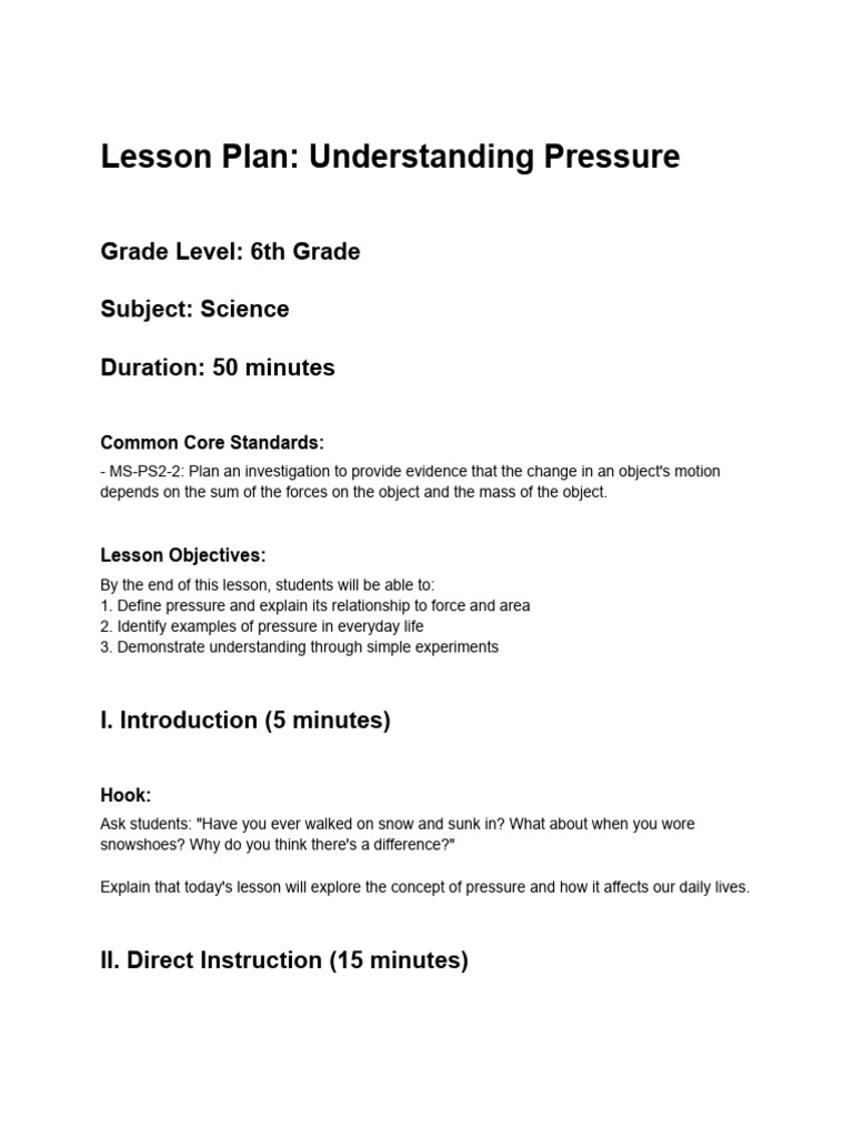 Pressure Concepts with Snowshoes | PDF | Pressure | Force