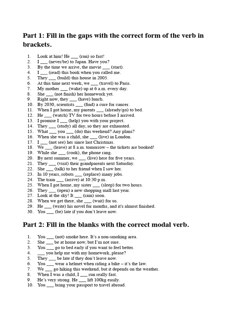 Verb Tenses and Modals | PDF | Linguistics | Linguistic Morphology