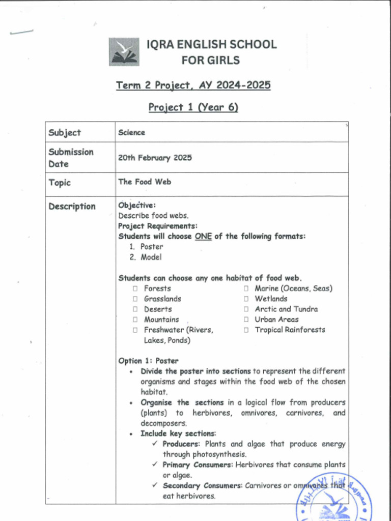 Term 2 Science Project 1 Year 6 | PDF