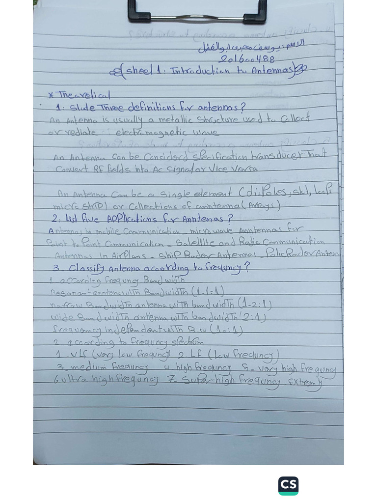 Sheet 1 Antennas | PDF