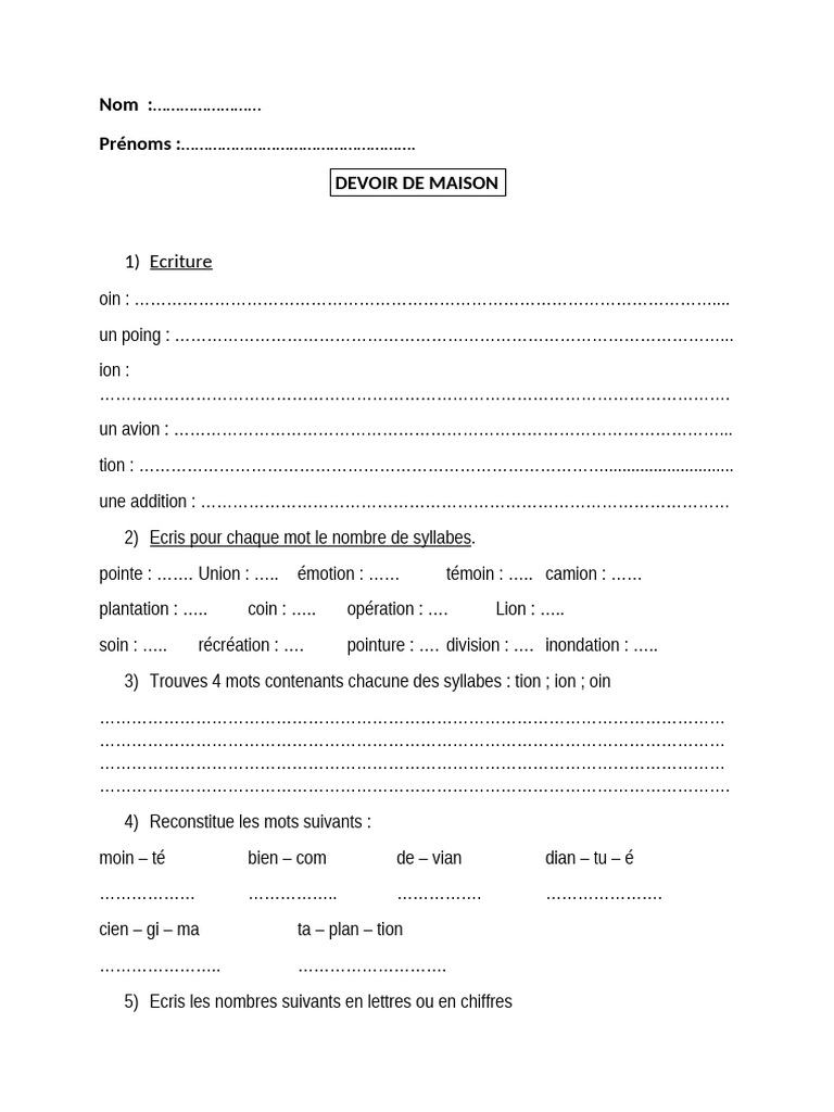 DEVOIR DE MAISON | PDF