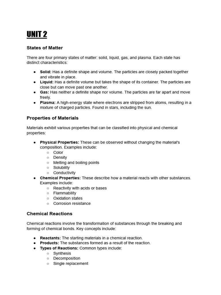 UNIT 2 | PDF | Chemistry | Chemical Reactions