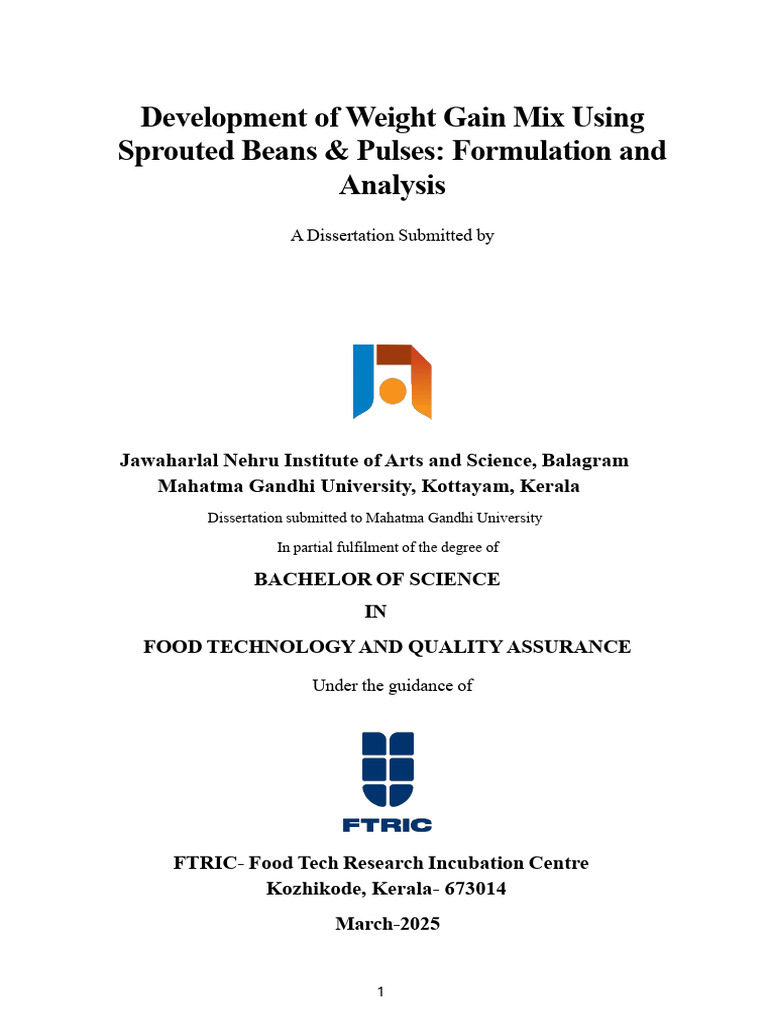 Weight Gain Mix with Sprouted Pulses | PDF | Chickpea | Diet & Nutrition