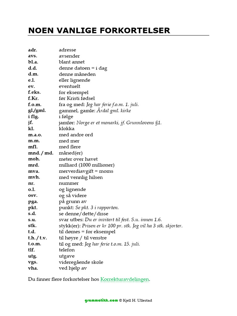 Forkortelser | PDF