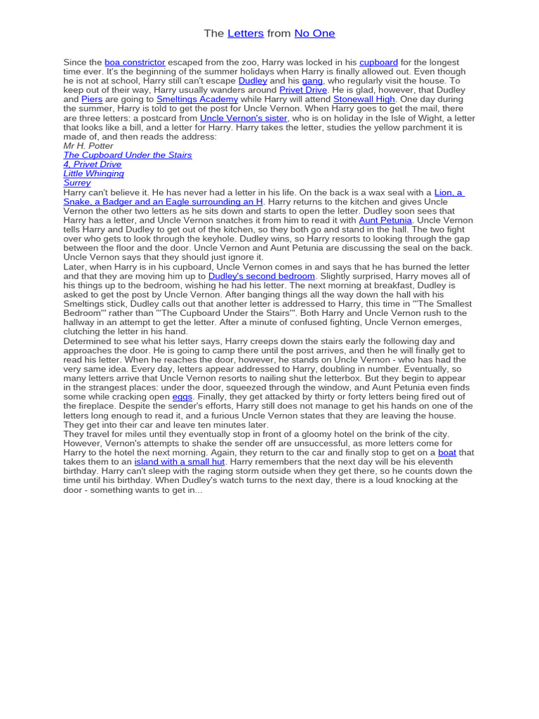 Harry's Letters from No One | PDF