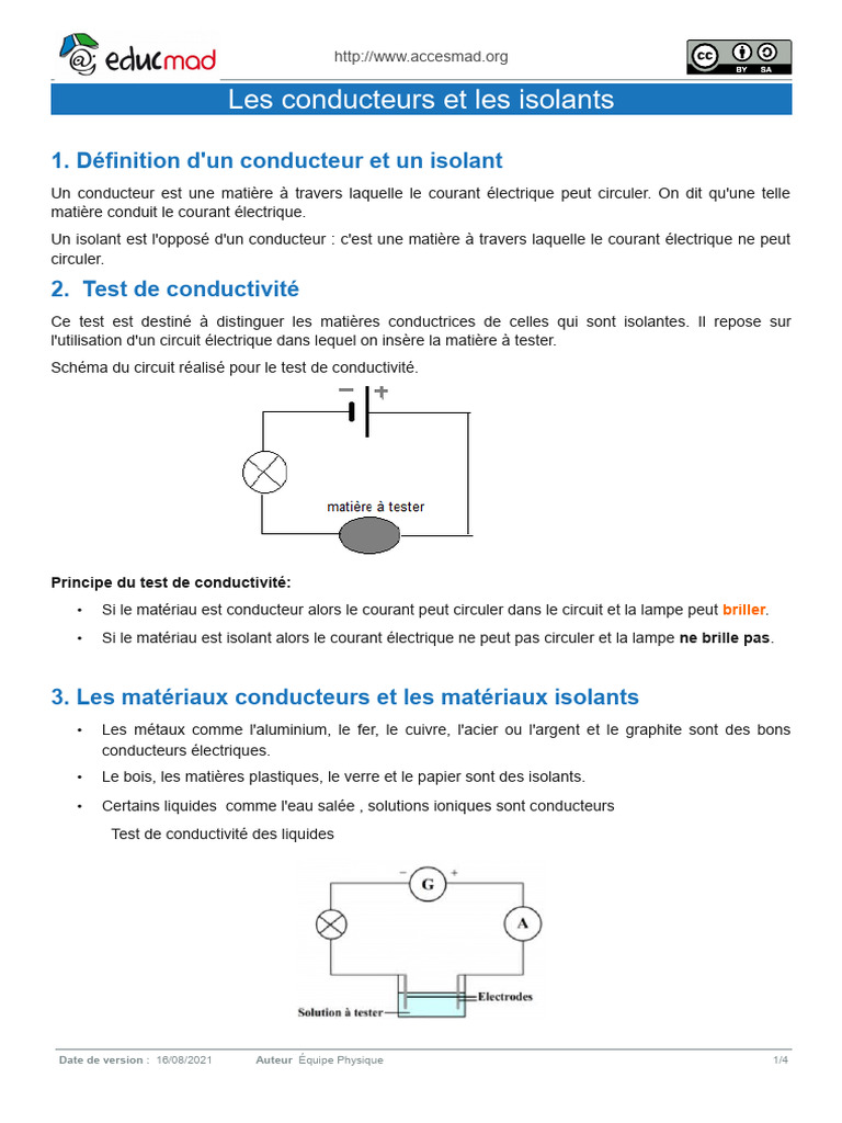 les conducteurs et les isolants ok | PDF | Conductivité électrique ...