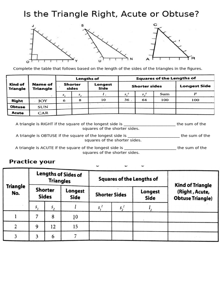 Acute, Right, Obtuse | PDF