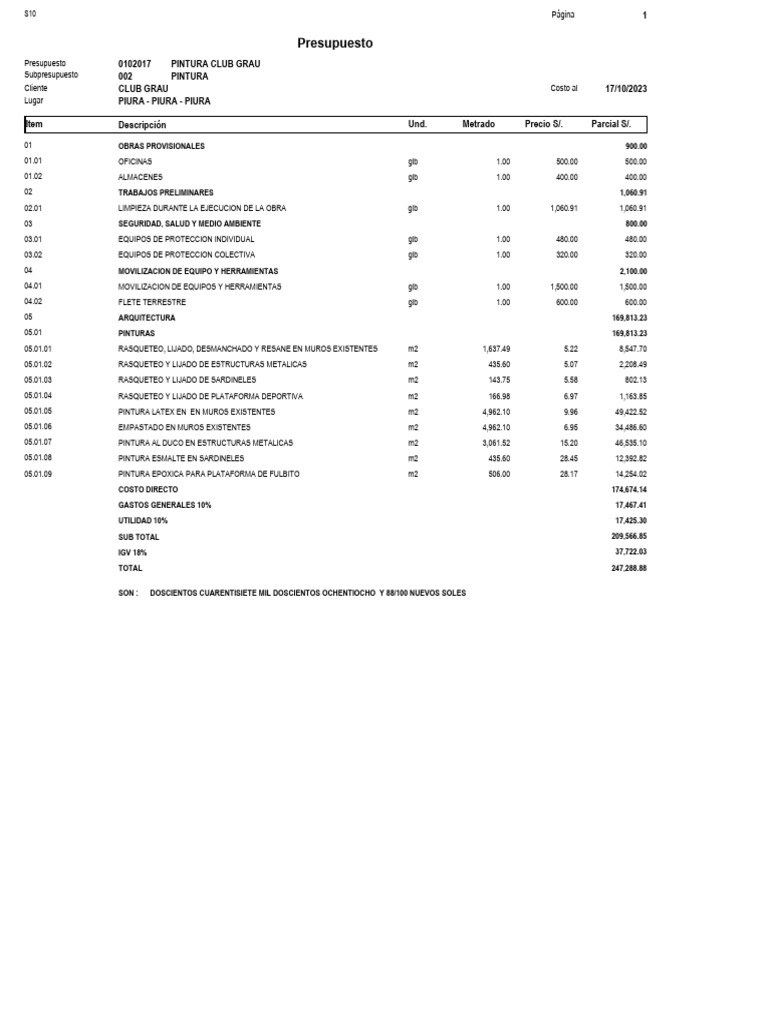 Presu Pintura CG 2 | PDF