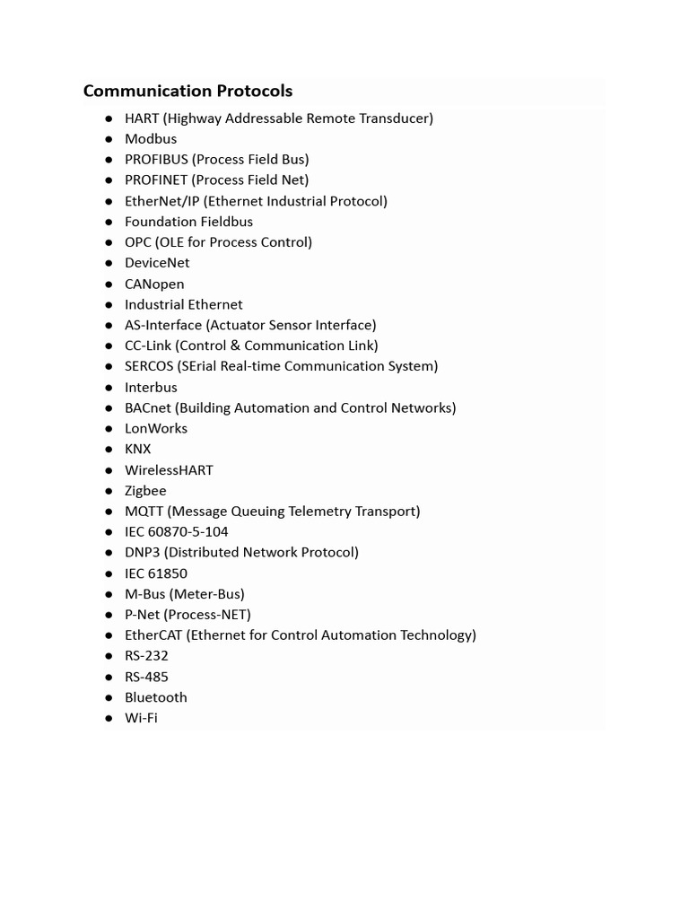 Key Industrial Communication Protocols | PDF | Computer Network ...
