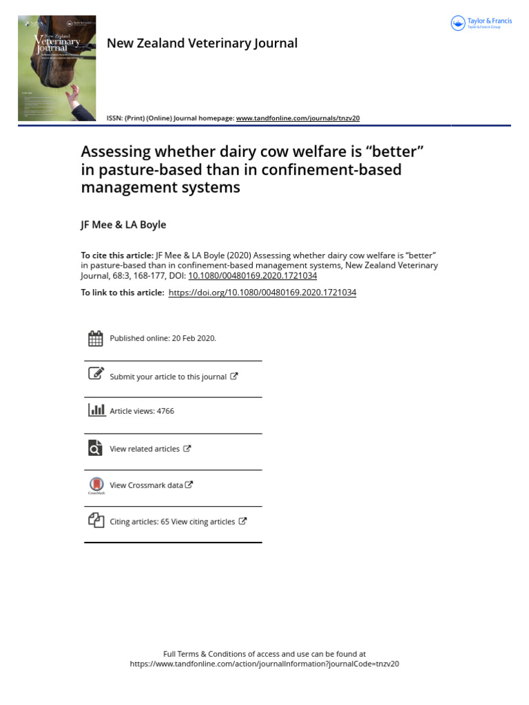 Assessing Whether Dairy Cow Welfare Is Better in Pasture-Based Than in ...