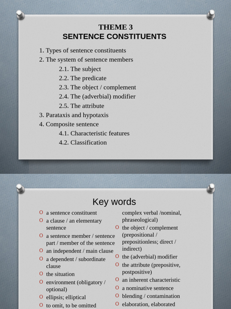 2024 Syntax Theme 3 Sentence Constituents | PDF | Clause | Verb