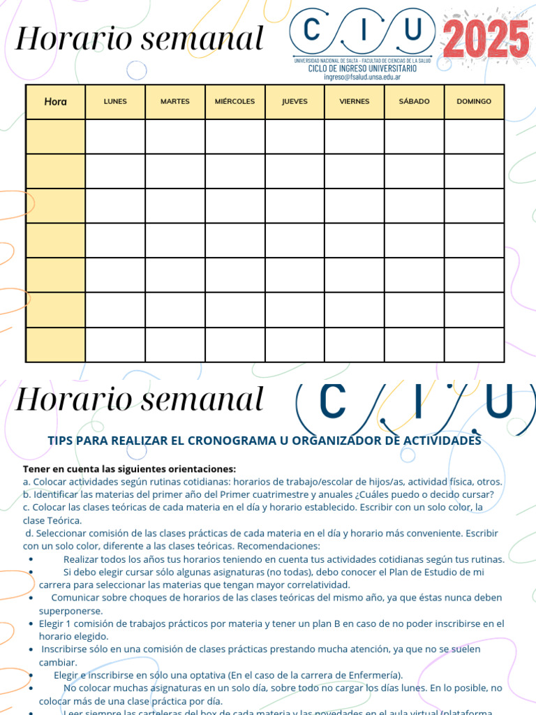 Horario Semanal CIU | PDF