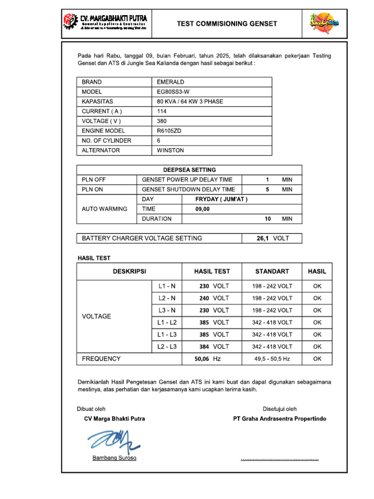TEST COM GENSET | PDF