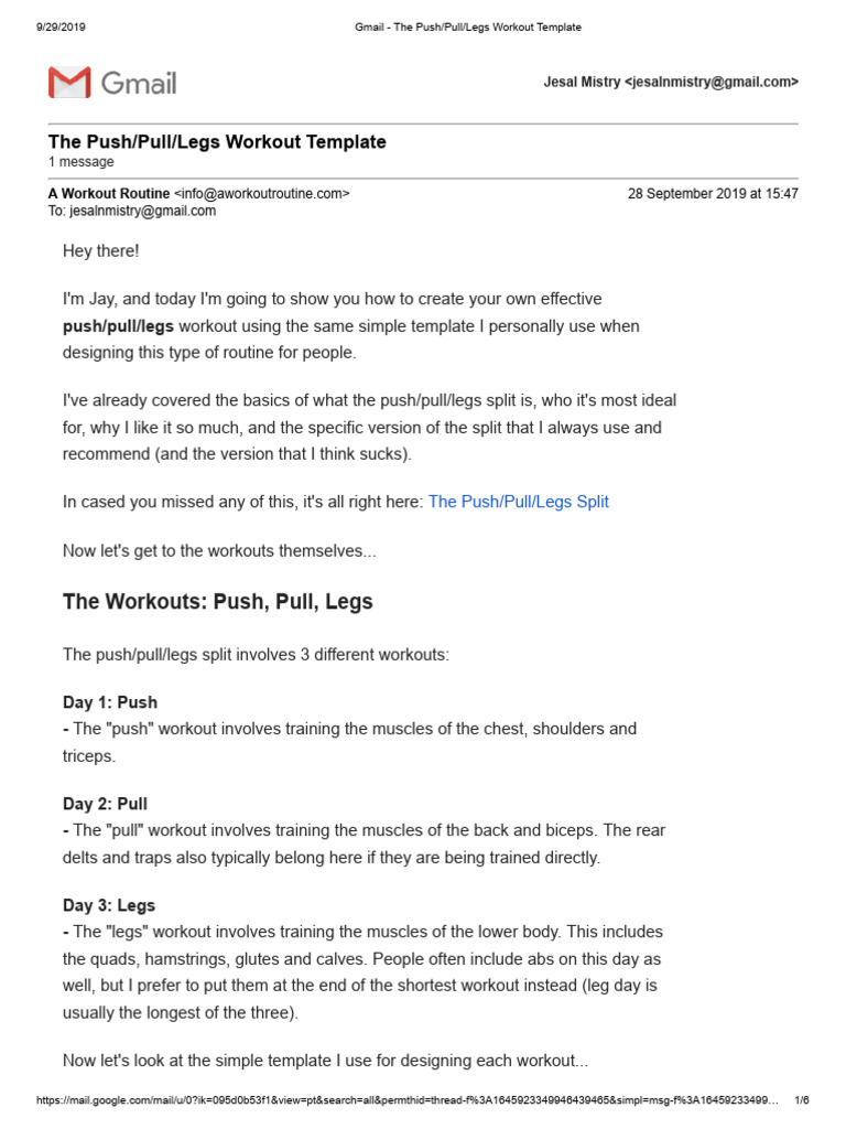 Push Pull Legs Workout Template | PDF | Strength Training | Physical ...