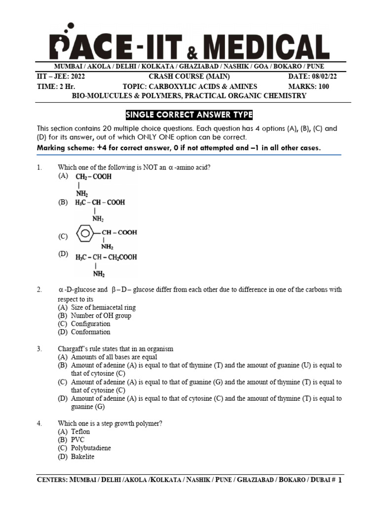 C-12.1 (Carboxylic Acids & Amines, Biomolecules & Polymers, POC) Main ...