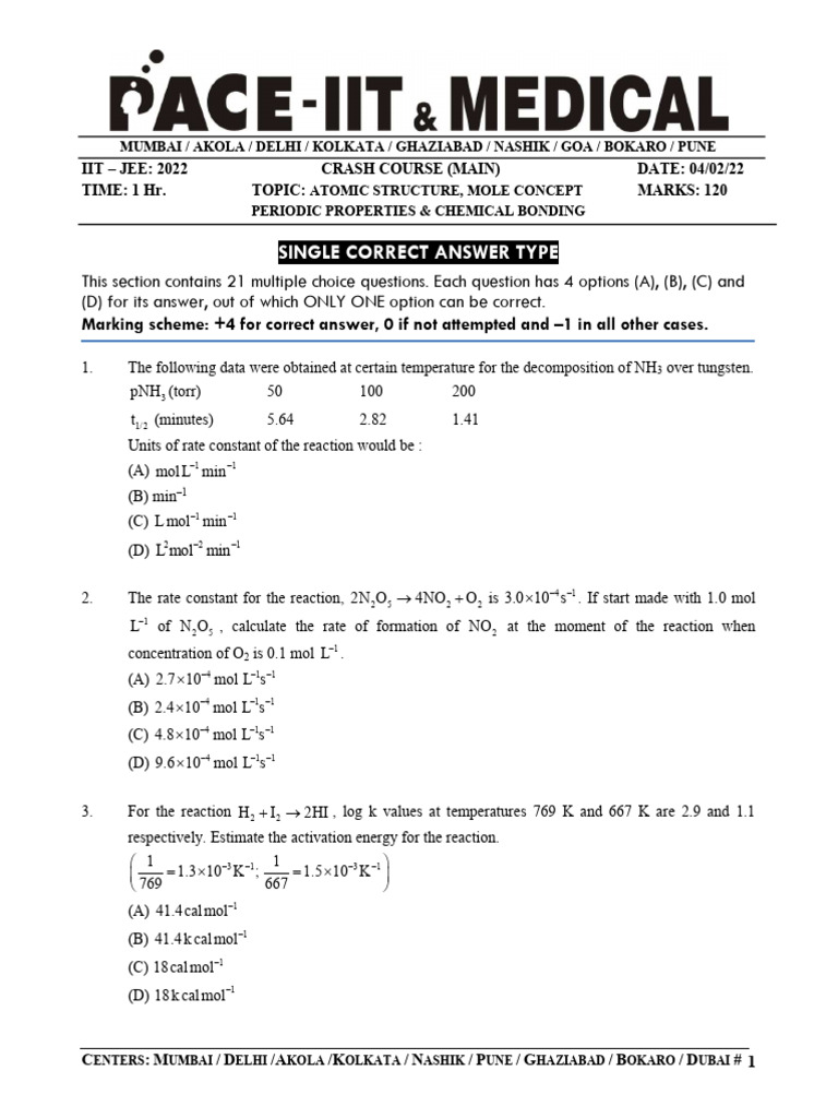 C-11.1 (Kinetics, Solid State, Solution, Nuclear & Surface Chemistry) Main - 1554431 - 2025 - 02 ...