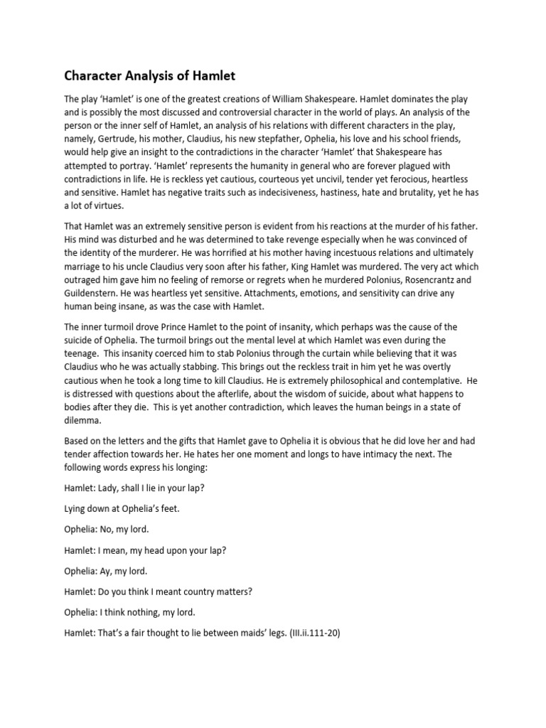 Character Analysis of Hamlet | PDF | Hamlet