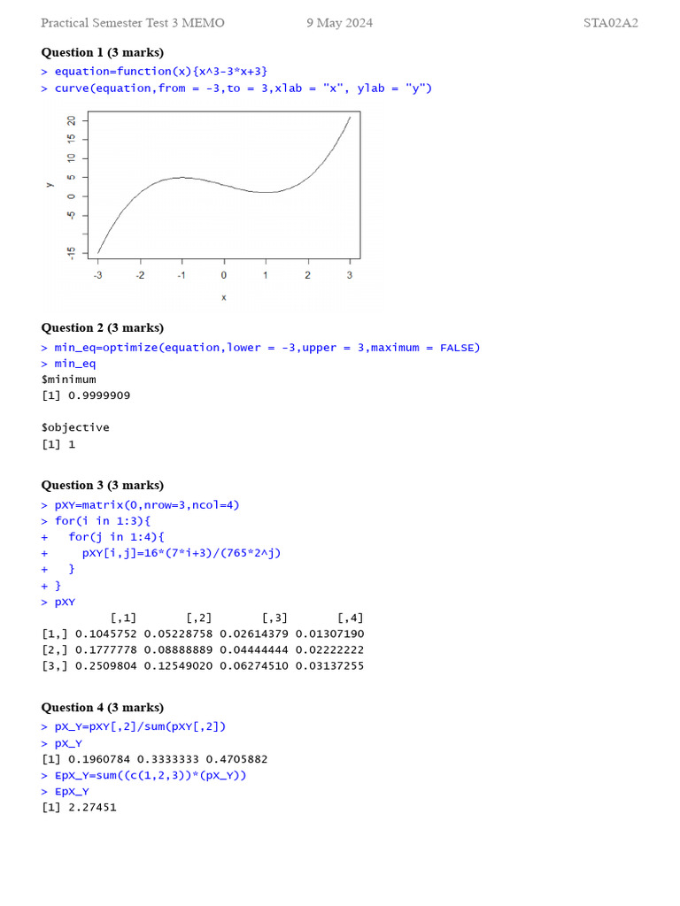 STA02A2 - Practical Semester Test 3 - MEMO - 2024 | PDF | Probability ...