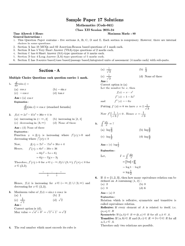 Grade 12 Math 17 | PDF