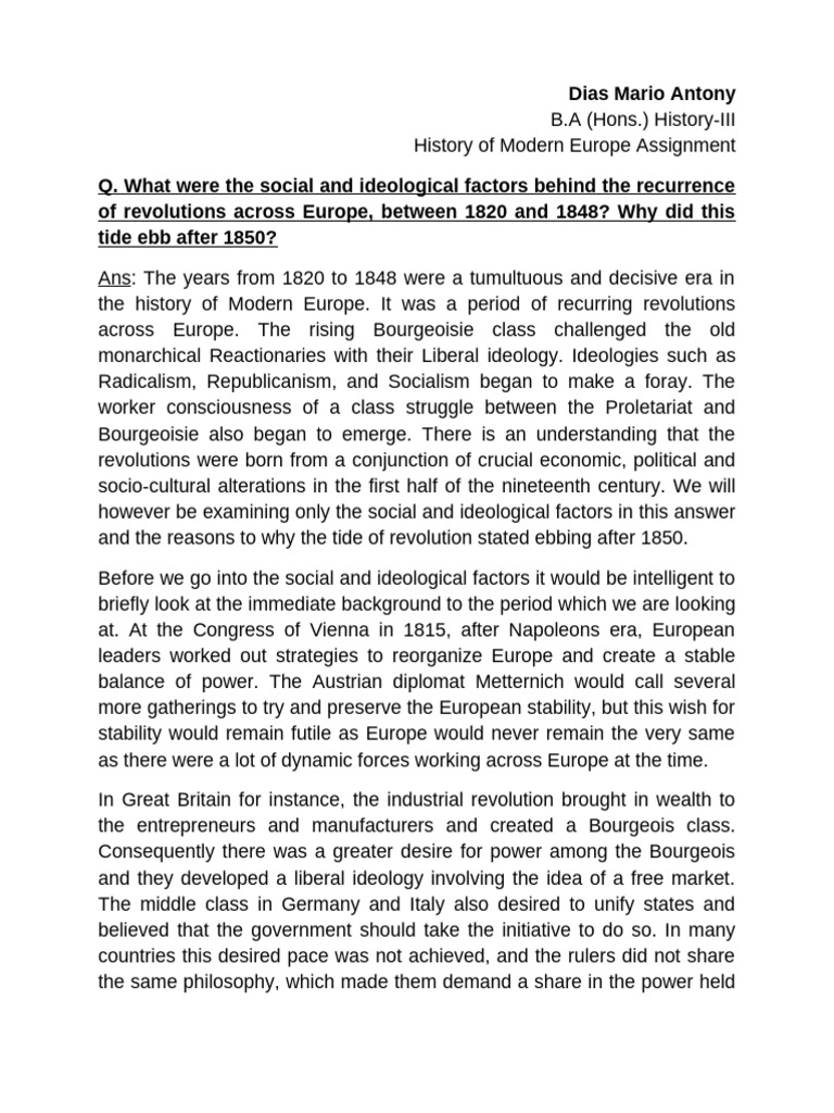 Social Ideologies Behind 1848 Revolutions | PDF | Liberalism | Nationalism