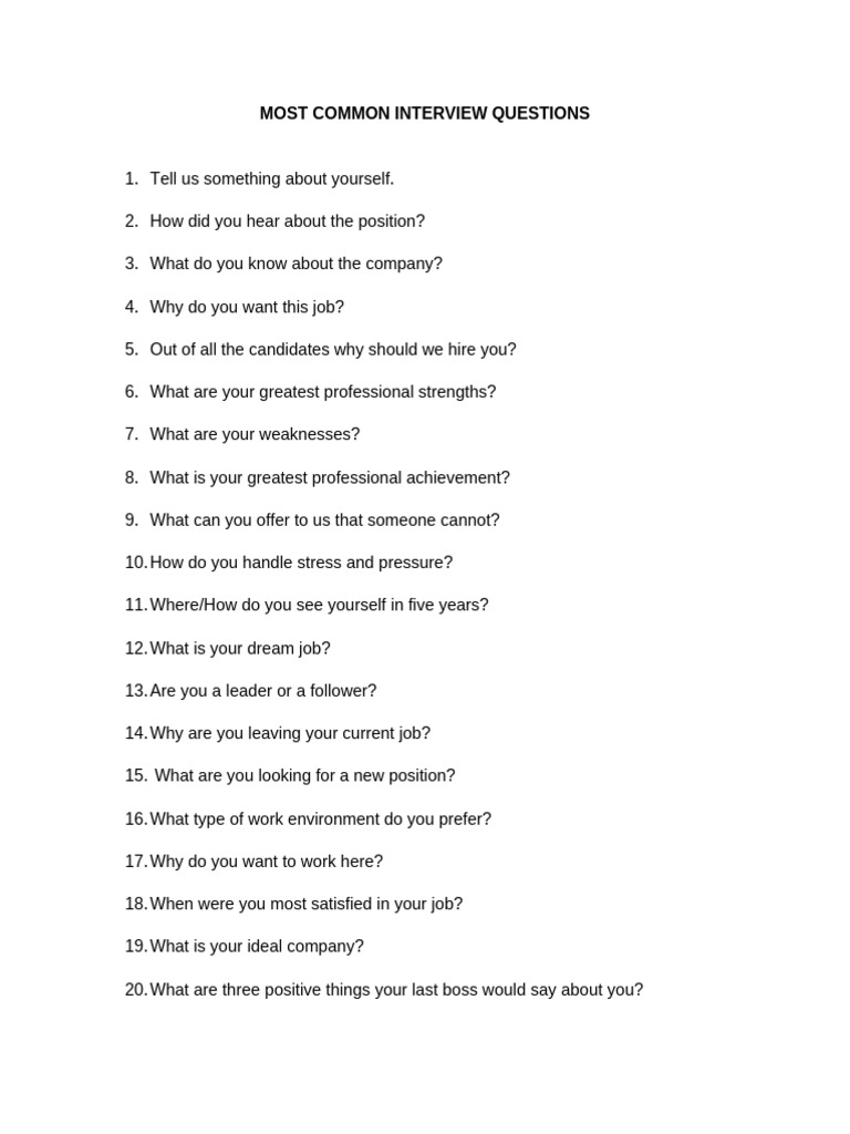 Common Job Interview Questions | PDF